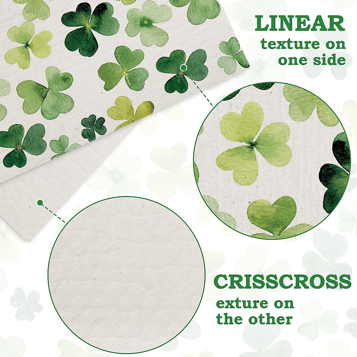 n St. Patrick's Day Swedish Kitchen Dishcloth Watercolor Green Shamrock Absorbent Cotton Kitchen Towel for Party Home Housewarming Cleaning Counter Wipes, 7 x 8 Inch, 6Pcs