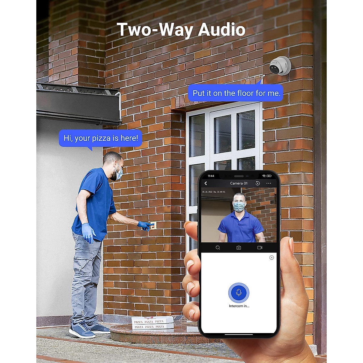 ANNKE AC800 4K Turret POE Camera, Ultra HD Outdoor Security IP Camera with Strobe & Spotlight Alarms, Human/Vehicle Detection, Two-Way Audio, Compatible with Alexa, Up to 256GB MicroSD Card