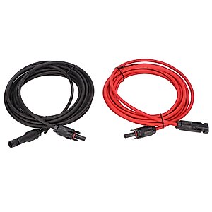 1 Pair of Solar Panel Wire with Connector,Withstand Voltage DC1000V 30A 12AWG Wire Diameter Solar Adapter Extension Cable for Photovoltaic System (4m)