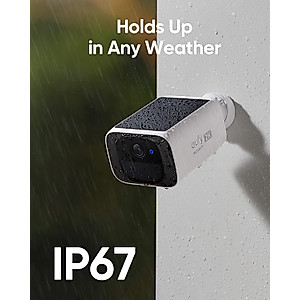 eufy Security SoloCam S220, Solar Security Camera, Wireless Outdoor Camera, Continuous Power, 2K Resolution, Wireless, 2.4 GHz Wi-Fi, No Monthly Fee, HomeBase 3 Compatible (Renewed)