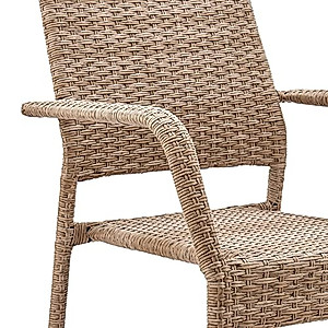 Manhattan Comfort Genoa Patio Dining Armchair, Set of 2, Nature Tan Weave