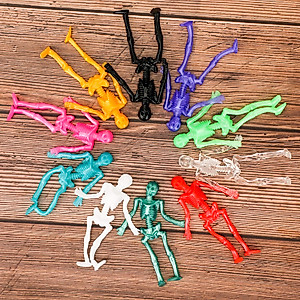 Konsait 72 Pack Stretchy Skeletons Stretchy Toys Bulk Set, Random 10 Glitter Color Sensory Bendable Toys, Party Favors for Kids Halloween Birthday Gift, Goodie Bags, Pinata Filler, Classroom Prizes