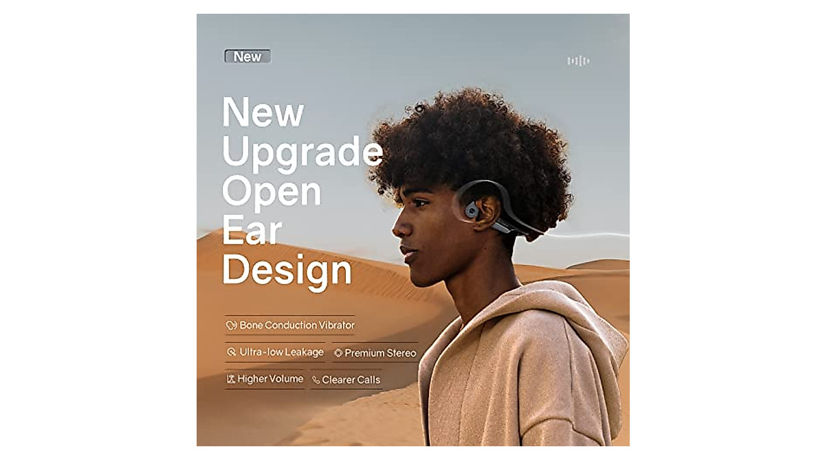 ELIBOM Bone Conduction Headphones: Open-Ear, Waterproof, 9+ Hrs