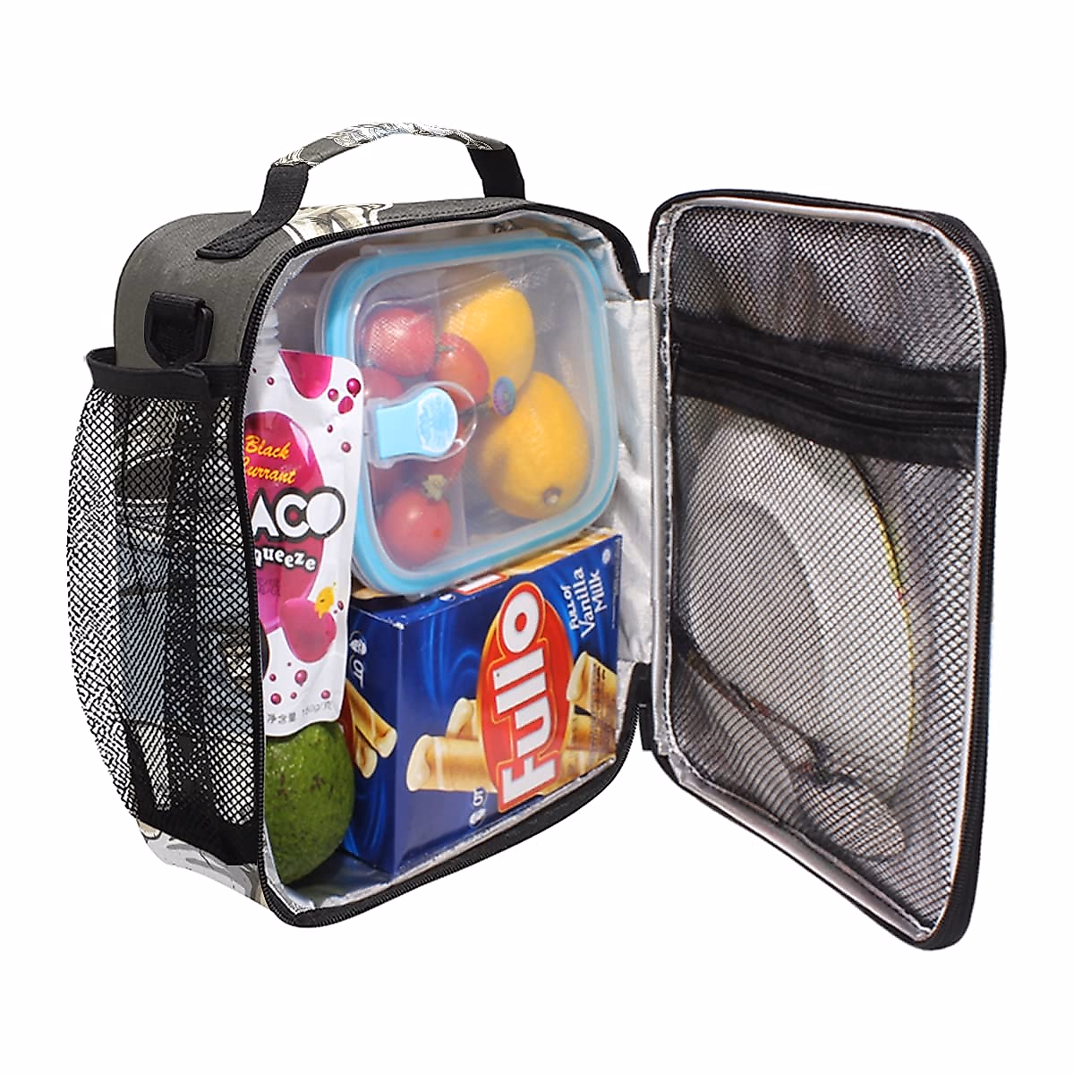 ElliTarr Insulated Lunch Bag for Men Kids Lunch Box for Women Leak Proof Small Cooler Bag Thermal Bag for 5 Hours with Adjustable Shoulder Strap Cute Skull Black