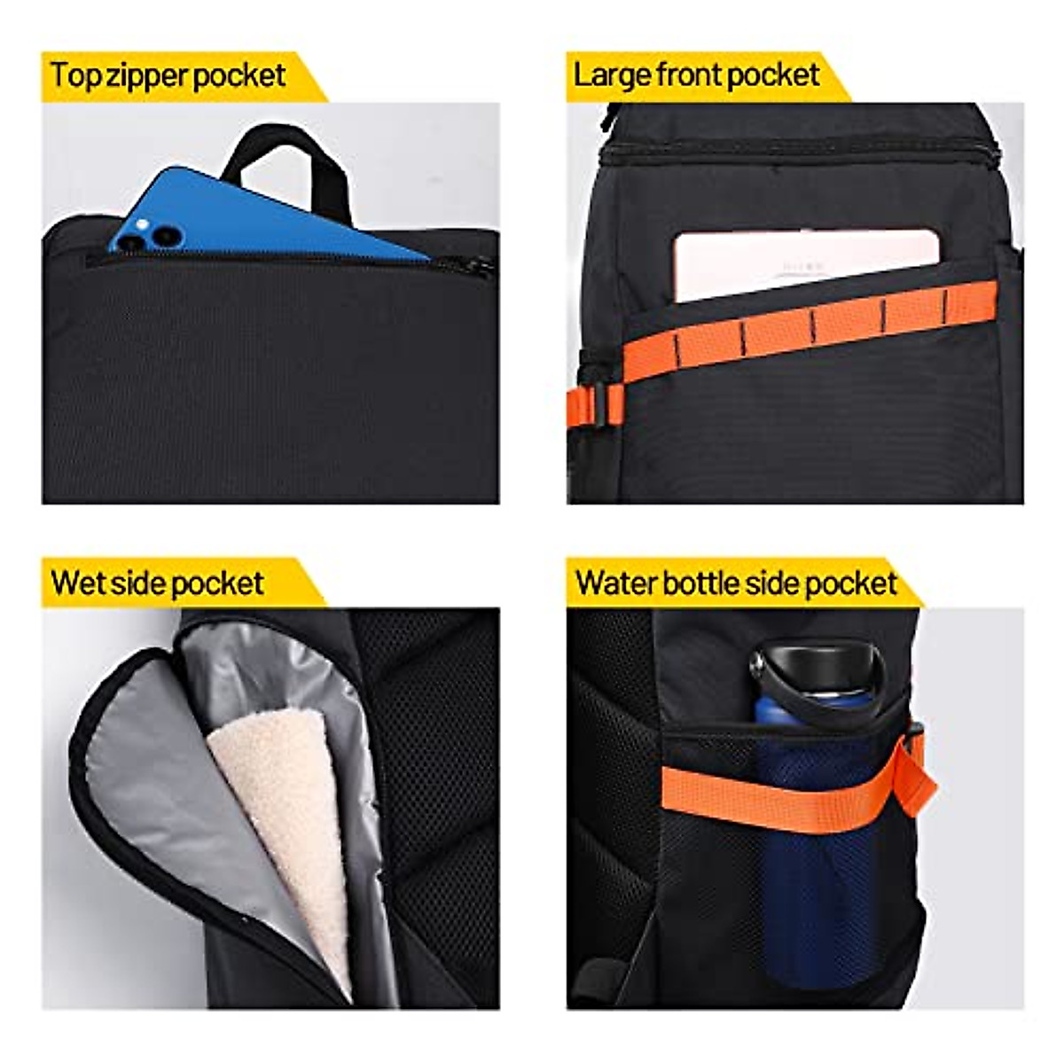 MIER Basketball Backpack Soccer Bag with Shoes/Ball Compartment, Large Sports Back Pack Equipment Bag for Men Women Athletes, 35L, Black