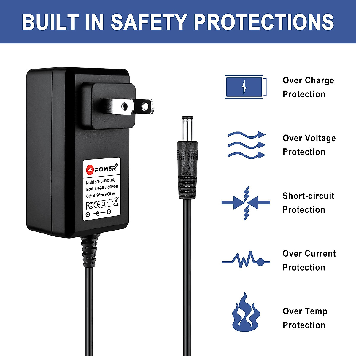 PKPOWER AC Adapter Charger for Sega Genesis System MK-1601 1601 MK-1602 1602 MK-1603, Power Supply for Jaguar 500273 Genesis 1 Model 1602