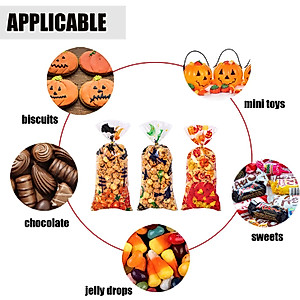 Halloween Snack Bags, 120 Halloween Cellophane Candy Bags for Guests, Used to Package Snacks and Candy, and to Deal with Trick or Treating Gifts
