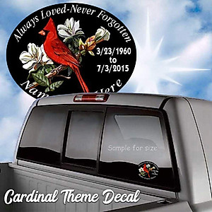 Always Loved Never Forgotten Memorial Decal Red Cardinal Bird 4"x 5" Pack of 6