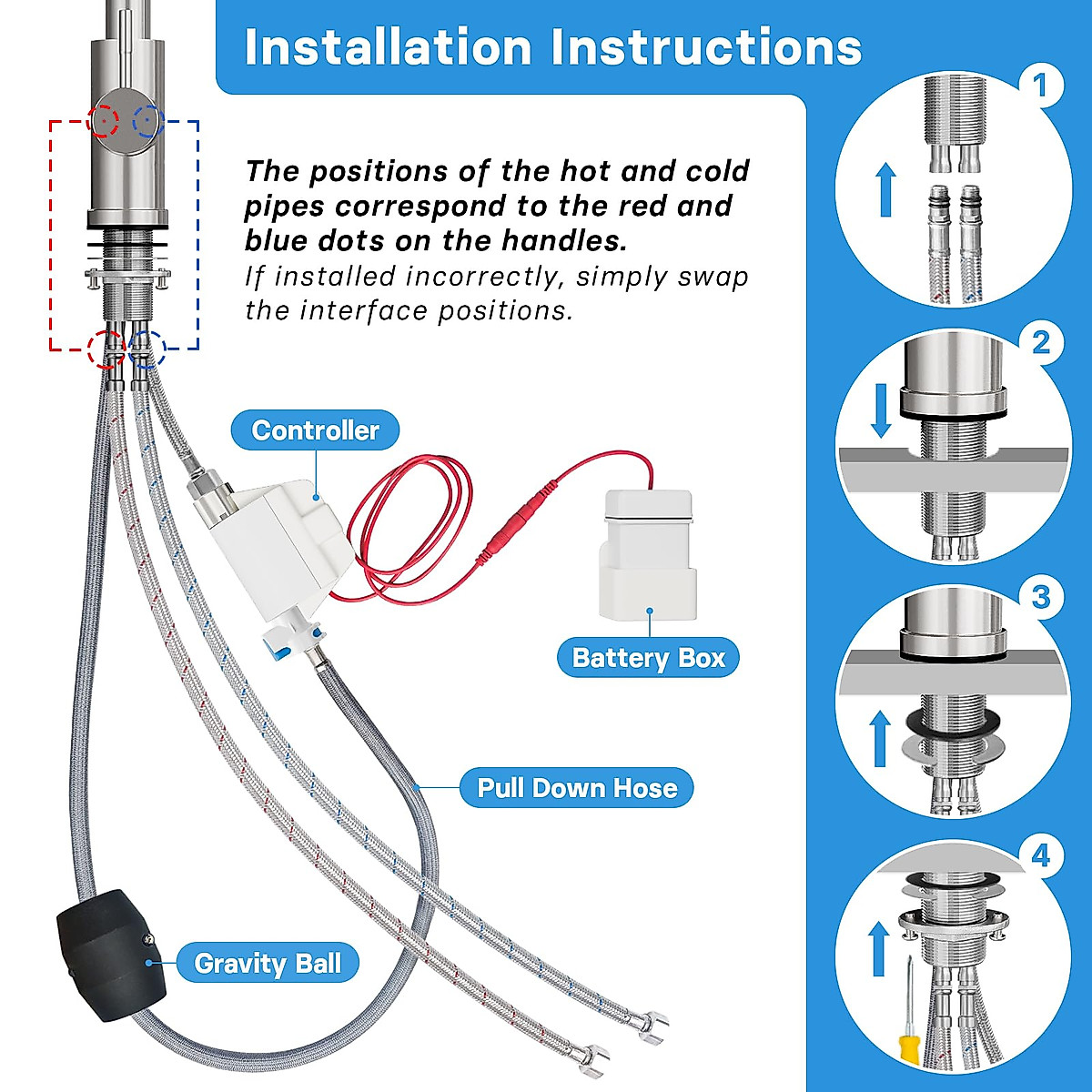 Kawaiita Touch Kitchen Sink Faucets with Pull Down Sprayer, Touch on Activated Faucet for Kitchen Bar Sink, Smart Kitchen Faucet, Stainless Steel Brushed Silver (Brushed Stainless Steel)