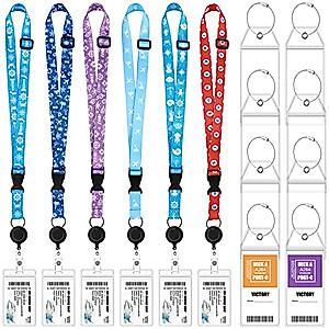 6 Sets Cruise Lanyards, Retractable Carnival Cruise Lanyard with 8 Waterproof Luggage Tag Holders Set, Adjustable Cruise Lanyard with Detachable Badge Holder for Cards Accessories (Fresh Sailing)