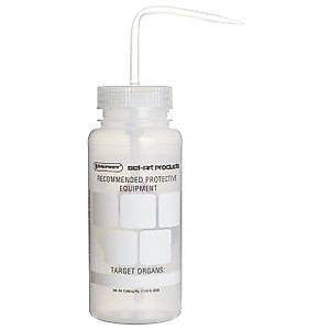 SP Bel-Art Right-to-Know Safety-Vented/Labeled 4-Color LYOB Wide-Mouth Wash Bottles; 500ml (16oz), Polyethylene w/Natural Polypropylene Cap (Pack of 4) (F11816-0009),White
