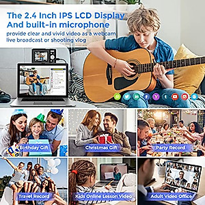 Digital Camera, NEZINI 2 Charging Mode Autofocus Kids Camera, Full HD 1080P 48MP LCD Mini Vlogging Camera, 16X Zoom Compact Pocket Camera Point and Shoot Camera for Kids Teens Beginners (Black)