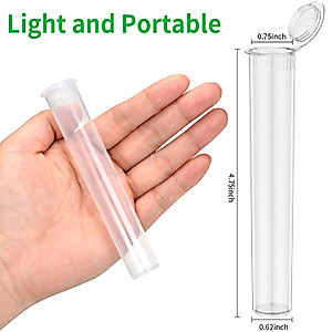 116mm Tubes Clear King-Size Plastic Storage Pre Roll Tube Vials with Squeeze Pop Top (50 Pack), Urekt Waterproof Odor Sealing Plastic Container Holder Fits Raw Cones 110mm 109mm