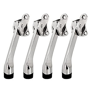 4 Packs Kickdown Door Stop for Heavy Door Garage Door with Rubber Tip and Spring Lever Metal Kickstand Door Stopper Hinge