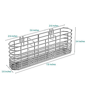 NiuYichee 304 Stainless Steel Utensil Holder, Dish Drying Rack, Kitchen Utensil Organizer, Knife and Fork Drainage Rack, Kitchen Drainage Basket Accessories, with Hooks, Rust Proof, Color-Silver