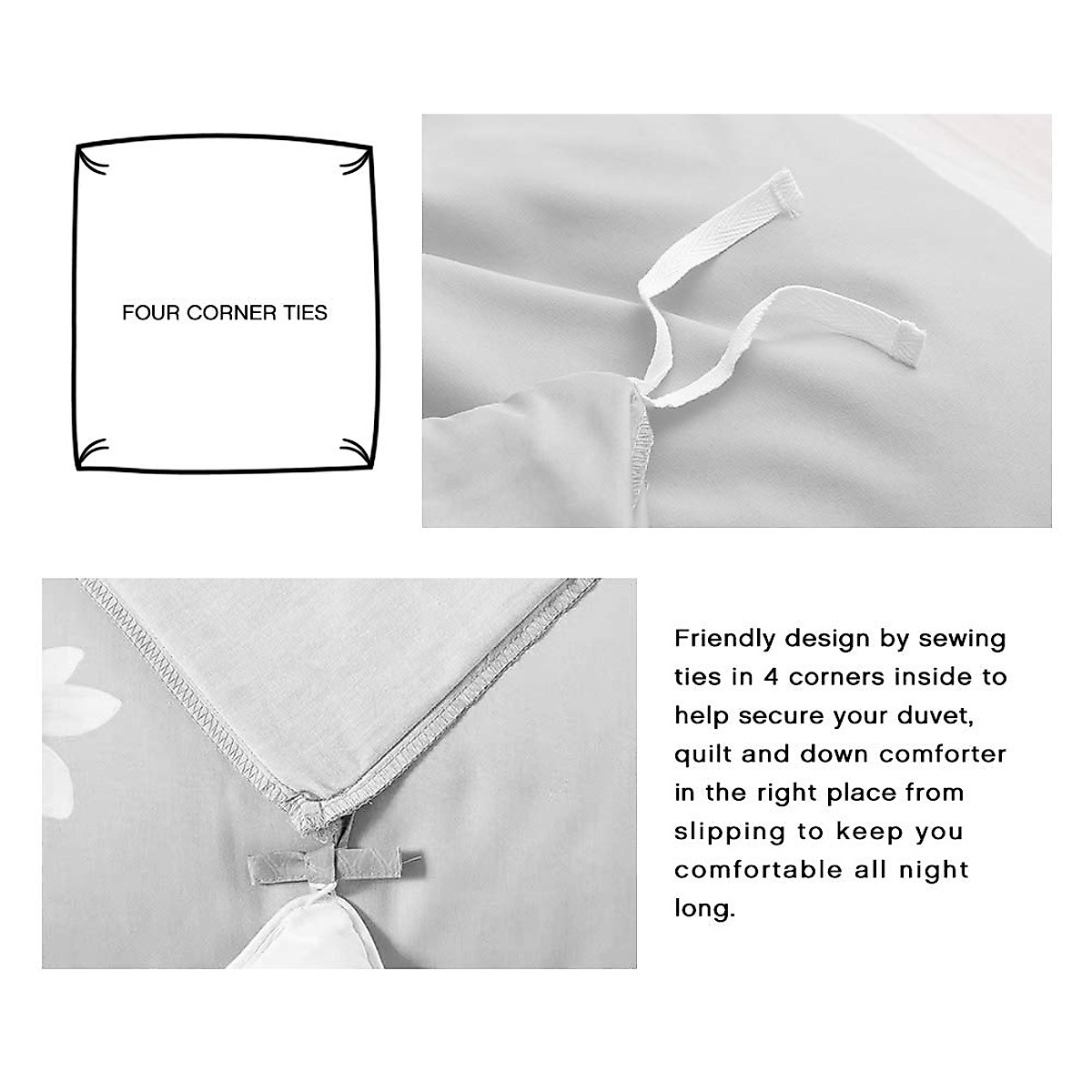 Merryfeel Cotton Duvet Cover Set,100% Cotton Seersucker Stripe Duvet Cover Set, Yarn Dyed Bedding Set,3 Pieces - Full/Queen - Grey