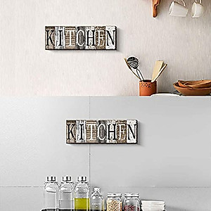 Pinetree Art Rustic Farmhouse Kitchen Wall Decor Canvas Prints Kitchen Signs Wall Decor (With Solid Wood Inner Frame)