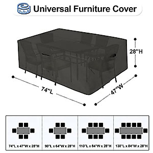 OutdoorLines Outdoor Waterproof Patio Table Furniture Set Covers - Rectangle Couch Sectional Cover Outside Weatherproof Patio Furniture Covering for Deck, Lawn and Backyard 74"L x 47"W x 28"H, Black