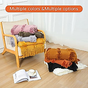 Blagic Extra Soft Throw Blanket for Couch-Lightweight Cozy Blankets and Throws for Bed & Sofa, Decorative Fuzzy Throw Blanket with Tassels(Orange Rust,50 x 60 in)