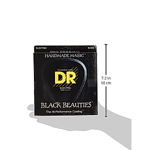 DR Strings Beauties-Black Coated Steel 6 Bass Guitar Strings, 30-125 Gauge, Round Core (BKB6-30)