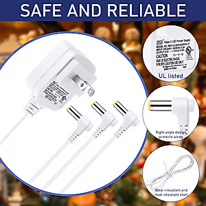 Sumind AC/DC Adapter Compatible with Lemax Lighted Accessory # 74254 94563 94565 94566 94527 94564, 4.5V 3 Output Power Adapter for Christmas Village Halloween Spooky Town Power Supply Charger(White)