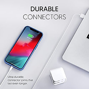 TalkWorks USB Cable Compatible w/ iPhone 14/14 Plus/14 Pro/14 Pro Max, 13/Mini/Pro/Pro Max, 12/Mini/Pro/ProMax, Phone, AirPods, iPad - 5' Lightning Cable Wall Charger Adapter - MFI Certified (White)