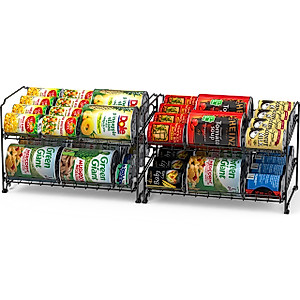 2 Pack SimpleHouseware 2 Tier Can Rack, Black