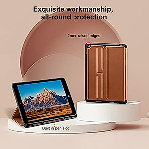 Case for iPad 9th / 8th / 7th Gen Case (2021/2020/2019) 10.2 Inch - Premium Leather Business Edition with Built-in Apple Pencil Holder - Auto Wake/Sleep - Orange