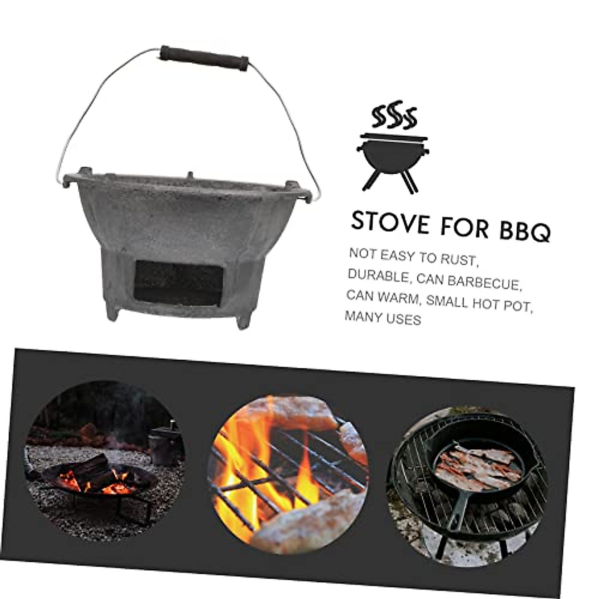 Yardenfun Outdoor Grill Portable Camping Stove Grill for Camping Japanese Dining Table Charcoal Burner Charcoal Outdoor Grills Outdoor Fire Pits Barbecue Grill Stove for Bbq Pig Iron On Foot