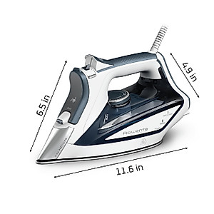 Rowenta Focus Stainless Steel Soleplate Steam Iron for Clothes 400 Microsteam Holes, Cotton, Wool, Poly, Silk, Linen, Nylon 1725 Watts Portable, Ironing, Garment Steamer DW5280
