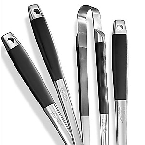 Pure Grill 4-Piece Stainless Steel BBQ Tool Utensil Set - Professional Grade Barbecue Accessories