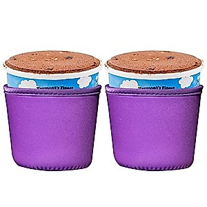 Cravy Morsels Ice Cream Pint Holder Neoprene Sleeve | Two Pack | Colors (Purple), A-1, Regular Size