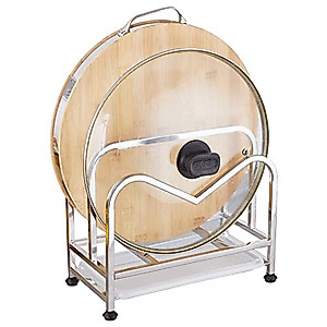 DRNKS Pot Rack Stainless Steel Pan Cover Shelf Free Punching Board with Water Tray Kitchen Storage Rack Applicable to kitchen stove