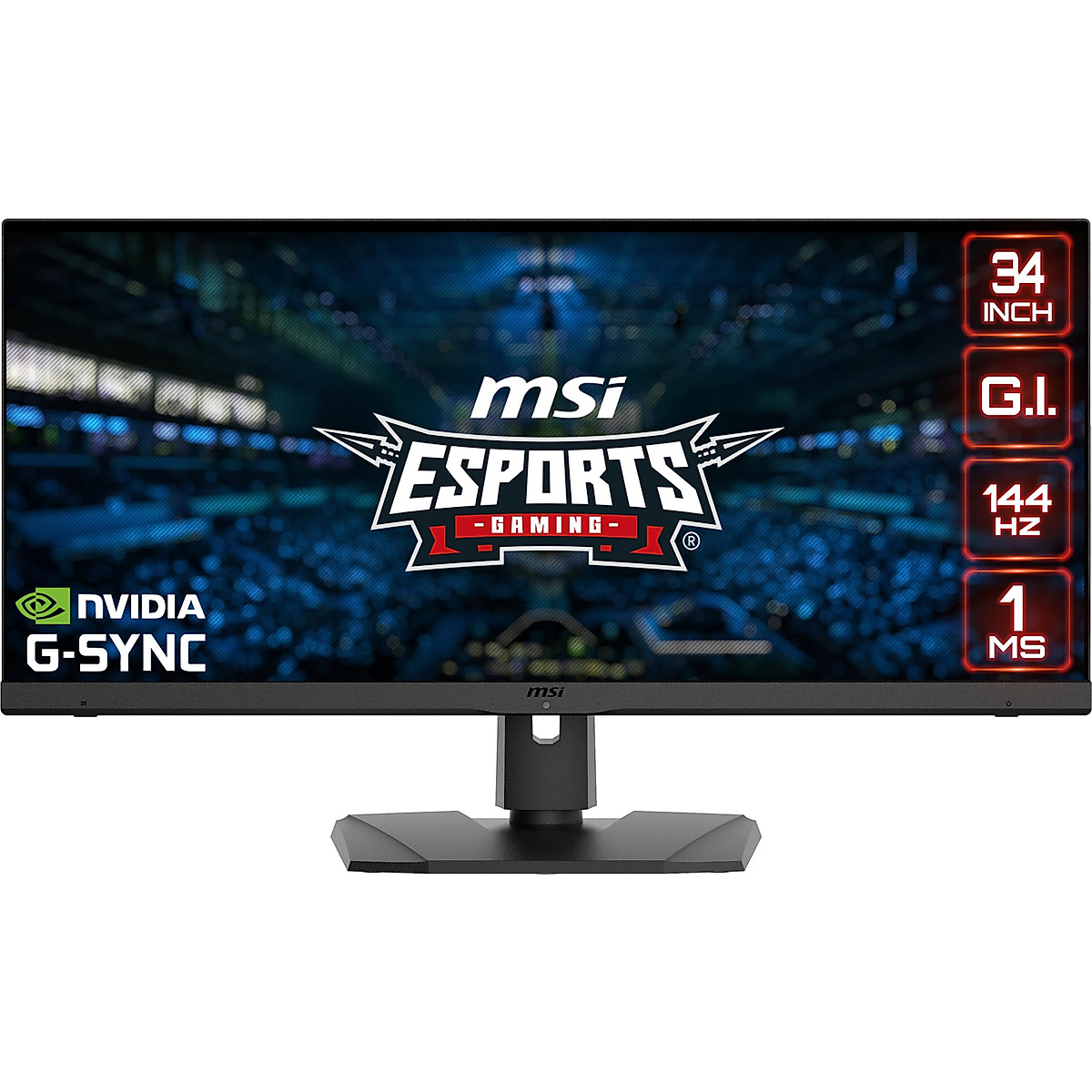 MSI MPG341QR, 34" Gaming Monitor, 3440 x 1440 (UWQHD), IPS, 1ms, 144Hz, G-Sync Compatible, HDR 400, HDMI, Displayport, USB Type-C, Tilt, Swivel, Height Adjustable,Black