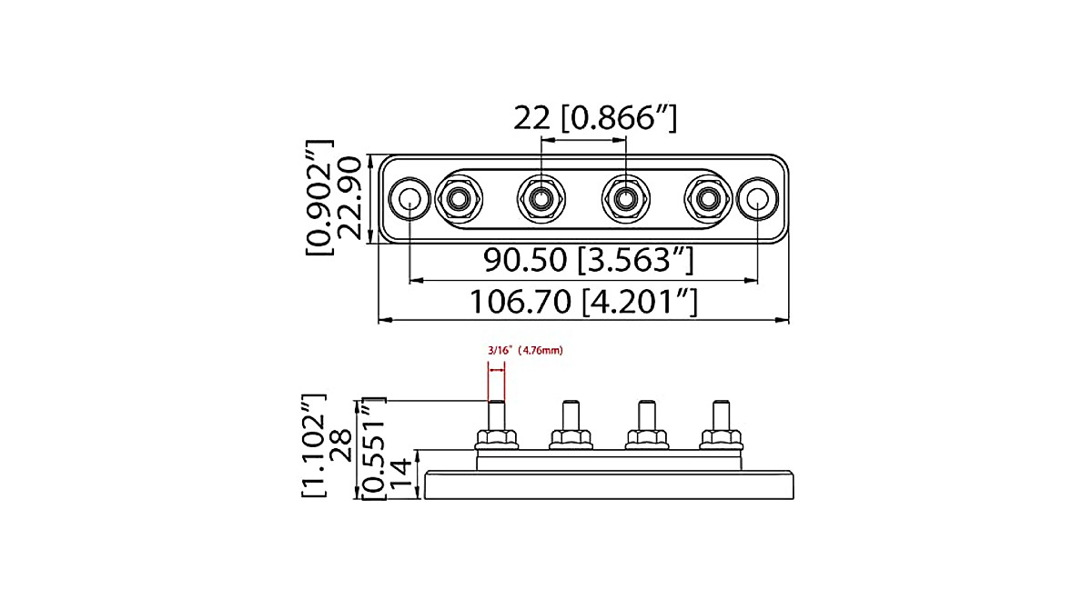 Gloaso 100 Amp Power Distribution Bus Bar 2-Pack for DC Systems