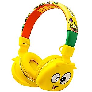 Kids Wireless Headphones, Adjustable Headband, Stereo Sound, 3.5mm Jack, Kids Bluetooth Headphones, Volume Control, Foldable, Build-in Microphone, Over-Ear Headphones for Kids for School Home, Yellow