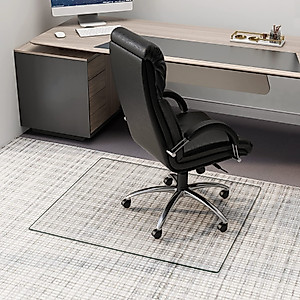 NeuType Glass Chair Mat, 36" x 46" 1/4" Thick Tempered Glass Office Chair Mat for Carpet or Hardwood Floor - Effortless Rolling, Easy to Clean, Best for Your Home or Office Floor Crystal Clear