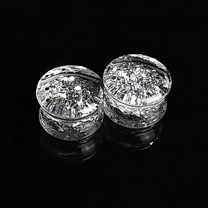 Jboyanpei 10Pcs/5pair Metallic Sequins Acrylic Ear Tunnels Plugs Double Flared Ear Gauge Earrings Ear Expander Stretcher Piercing Size 8mm