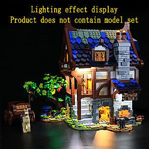 GEAMENT LED Light Kit Compatible with Medieval Blacksmith - Lighting Set for Ideas 21325 Building Model (Model Set Not Included)