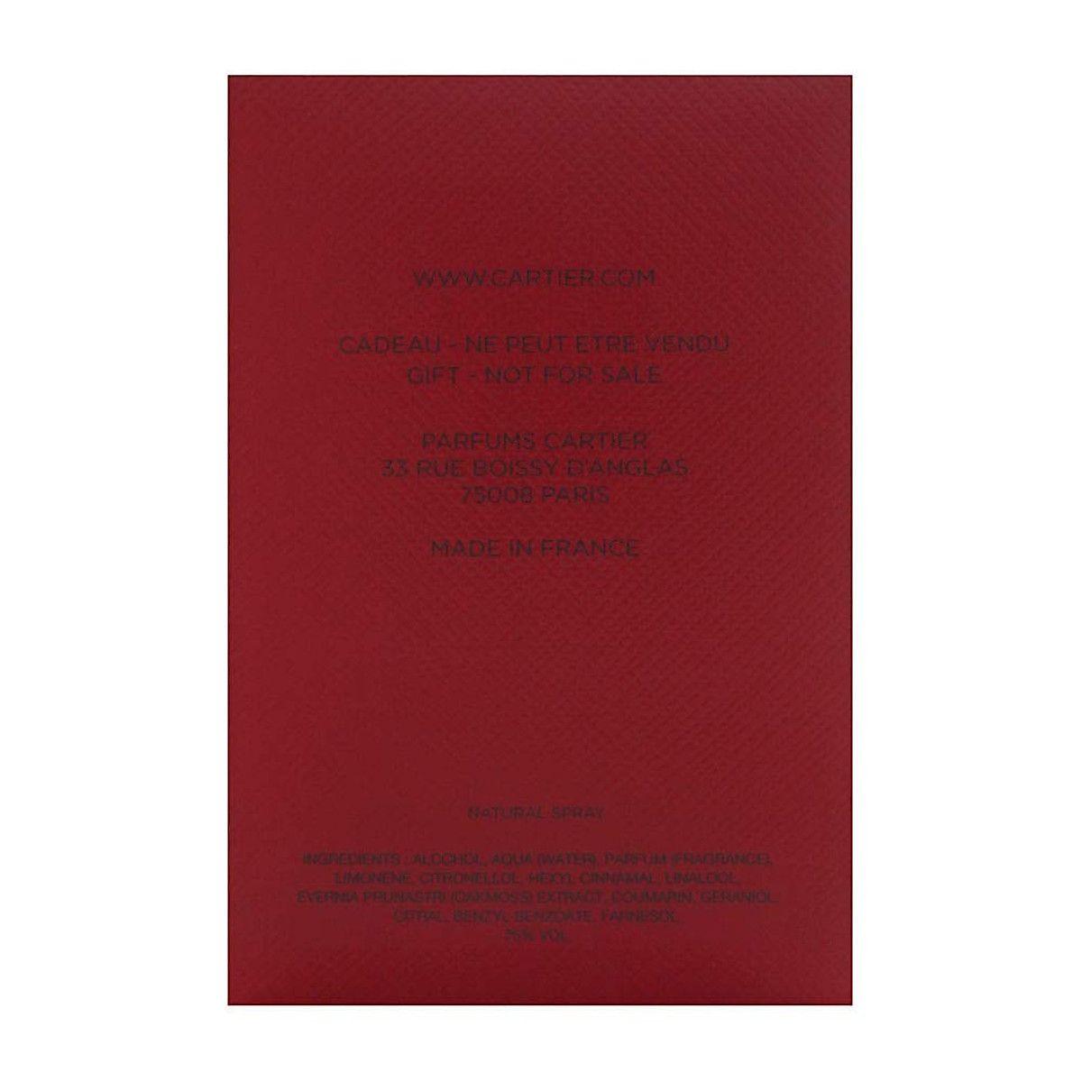 Cartier Eau De Toilette Spray For Men, 0.42 Ounce