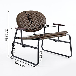 Tiophome Accent Metal Frame, PU Leather Upholstered Comfy Oval Back with Lattic, Side Leisure Lounge Arm Chairs Armchairs for Living Room, Bedroom, Dark Brown, Extra Large