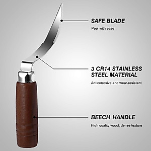 UPKOCH 1PC Coconut Tool Coconut Meat Remover Durable Wooden Handle Stainless Steel Coconut Opener Scraper Knife for Kitchen Home