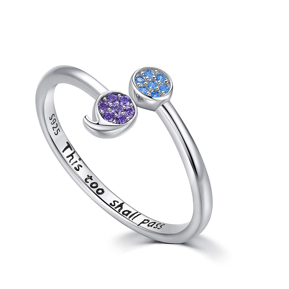 JUSTKIDSTOY Semicolon Ring for Women 925 Sterling Silver Adjustable Open Ring Recovery Suicide Awareness Jewelry Inspirational Ring