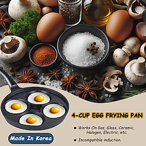 Cook N Home Marble Nonstick Egg Frying Pan, 4-Cup Cookware Pancake Pan Omelet Pan, Black