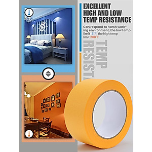 Lichamp 2 inch Automotive Masking Tape Yellow Painters Tape, Cars Detailing Paper Masking Tape, Vehicles Auto Paint Tape, 1.9 inch x 55 Yard x 1 roll, 0120YL(Total 55 Yards)