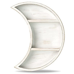 Moon Shelf for Crystals - Crystal Shelf Display and Crystal Holder - Crystal Display Shelf - White Crescent Moon Shaped Shelf - Boho Nursery Decor - Nursery Shelves for Bedroom, Kids Room, Baby Room