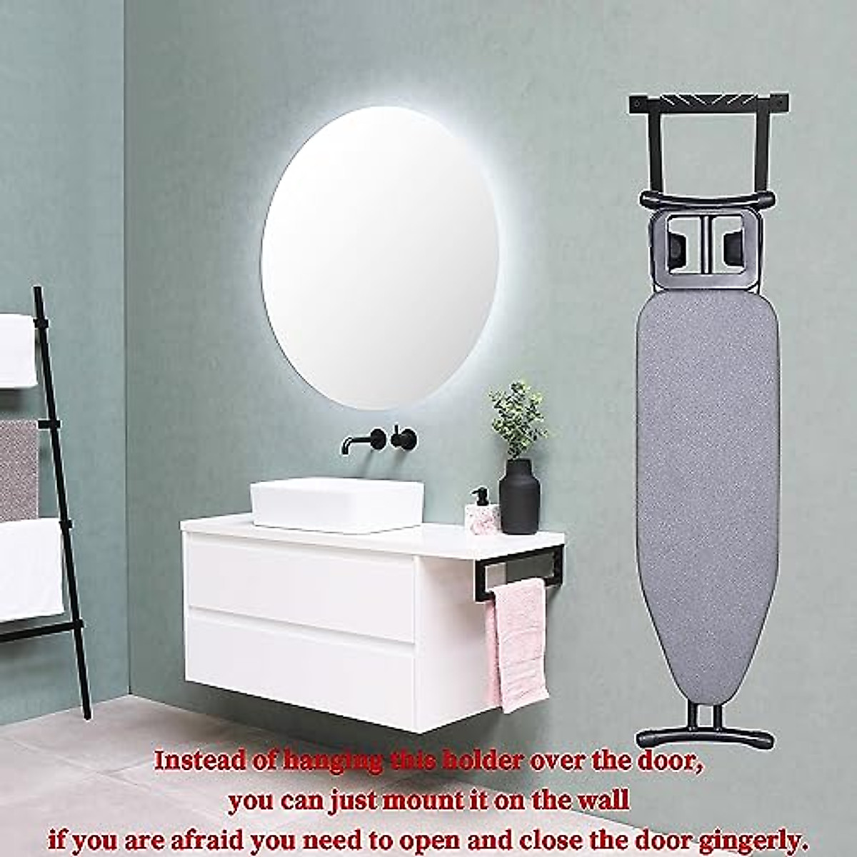 Fabias Over The Door Ironing Board Hanger, Especially for 1 3/4" Thick Doors (Without Basket)