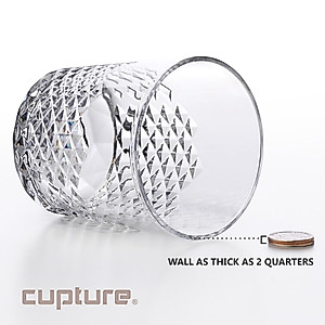 Cupture Diamond Plastic Tumblers BPA Free, 24 oz/14 oz, 8-Pack (Clear)