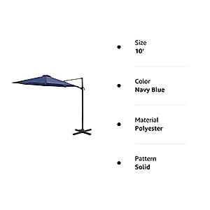 FLAME&SHADE 10 ft Cantilever Offset Outdoor Patio Umbrella with Base Stand Rotate and Tilt - Navy