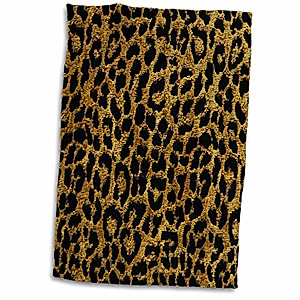 3dRose RAB Rockabilly Metallic Gold and Black Leopard Print - Towels (twl-25494-1)